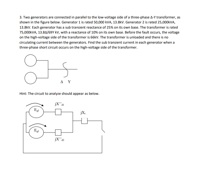 Solved Two generators are connected in parallel to the | Chegg.com