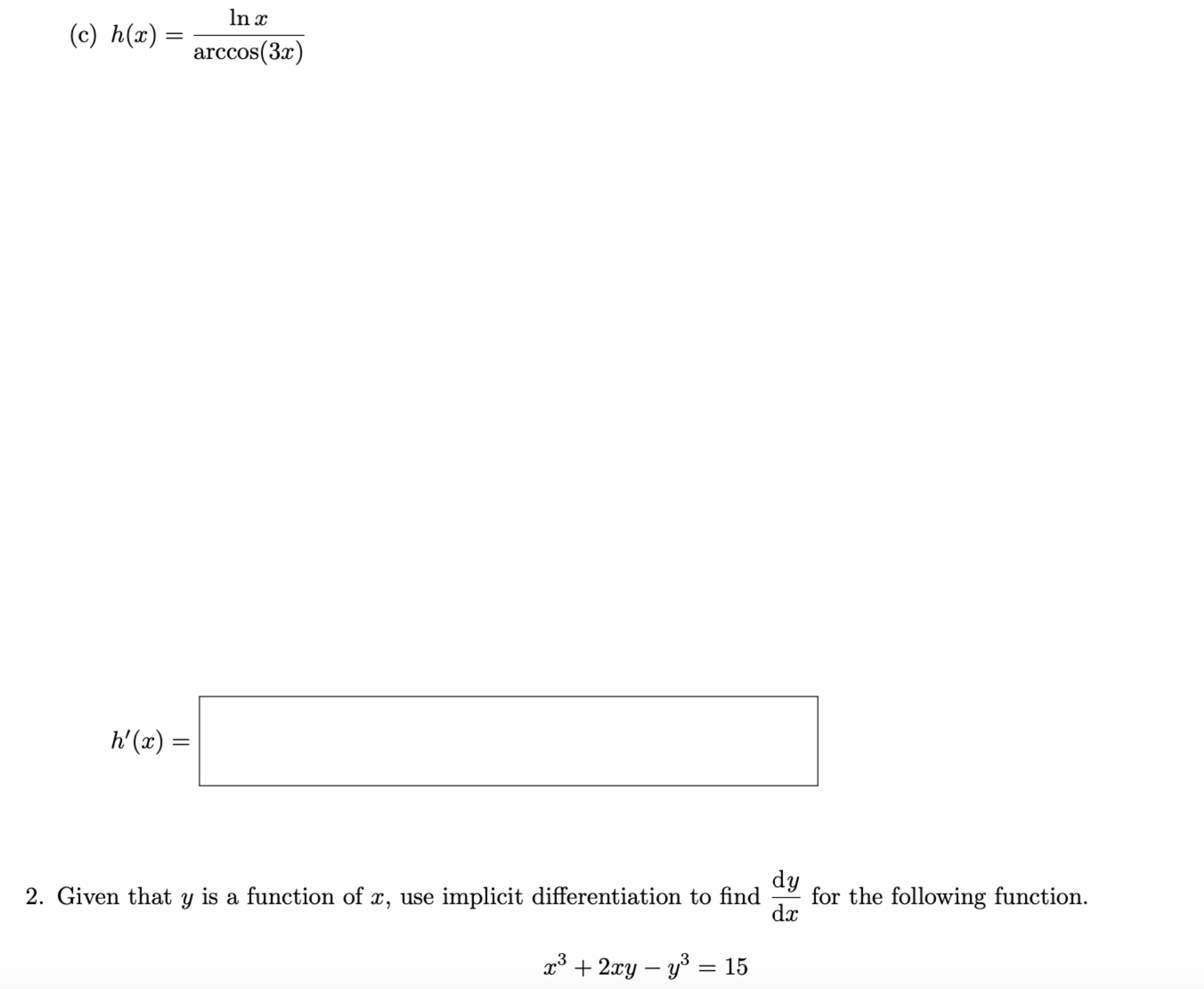 Solved Find the derivative of each of the following | Chegg.com