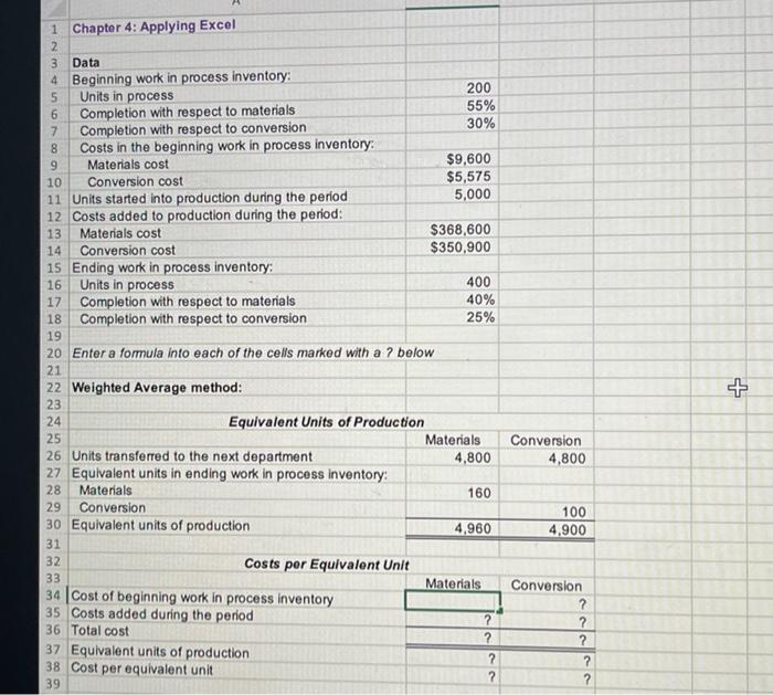 Solved NM 1 Chapter 4: Applying Excel 2 3 Data 4 Beginning | Chegg.com
