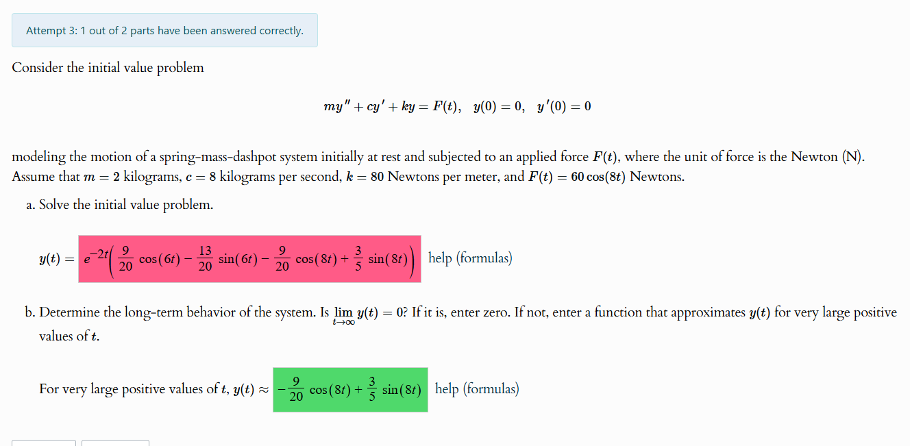 Solved Attempt 3: 1 ﻿out of 2 ﻿parts have been answered | Chegg.com