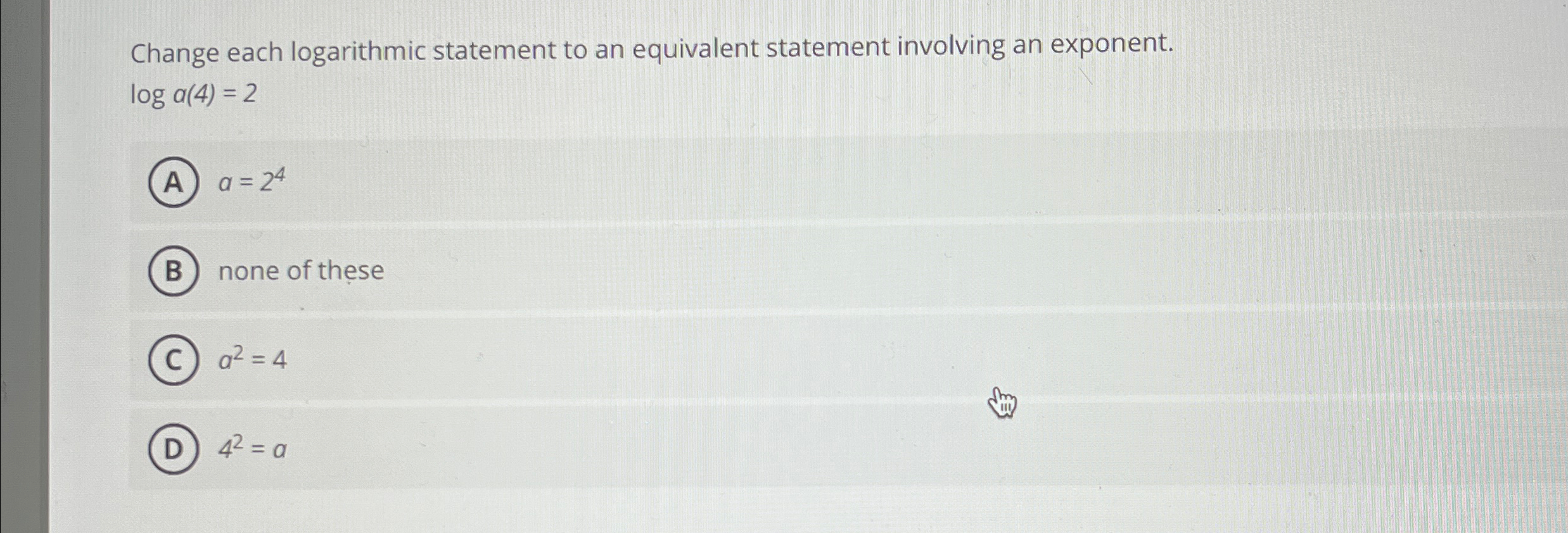 Solved Change each logarithmic statement to an equivalent | Chegg.com