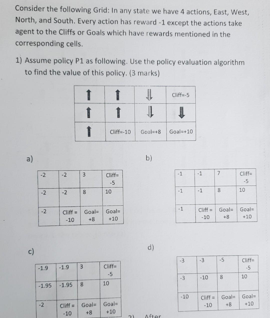 Solved Consider the following Grid: In any state we have 4 | Chegg.com