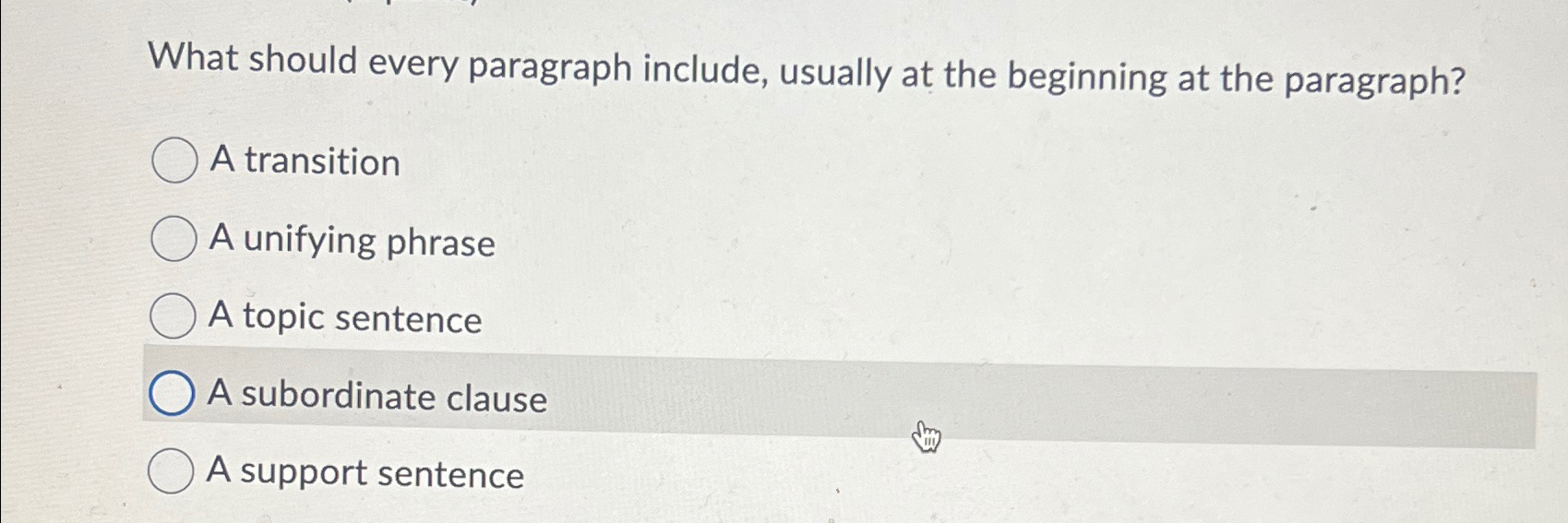 Solved What should every paragraph include, usually at the | Chegg.com