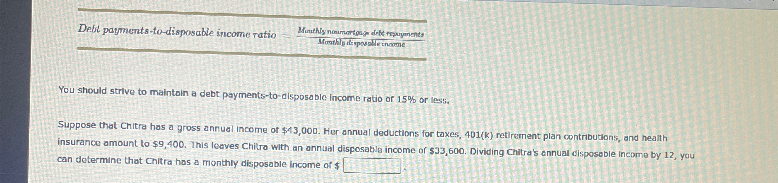Solved Debt payments-to-disposable income ratio | Chegg.com