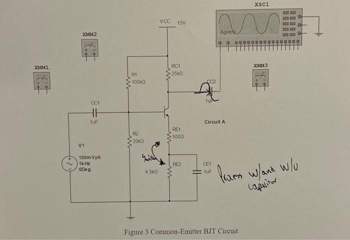 Solved Figure 3 Common-Emitter BJT CircuitRepeat the | Chegg.com