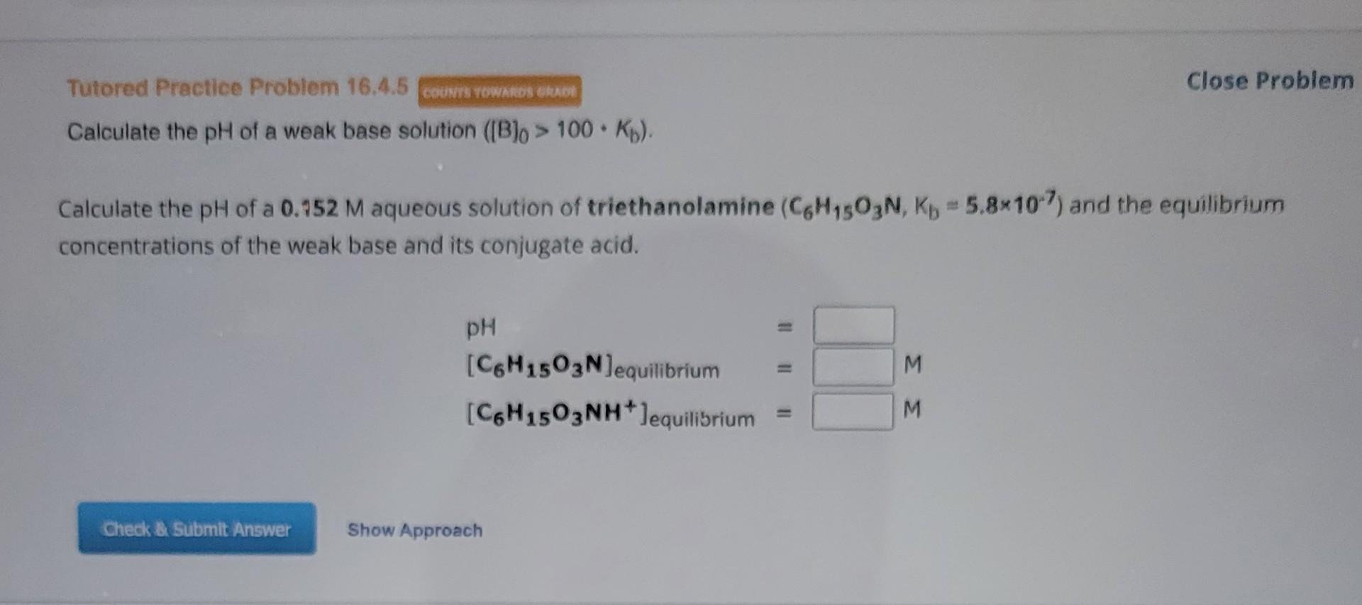 Solved Calculate the pH of a weak base solution | Chegg.com