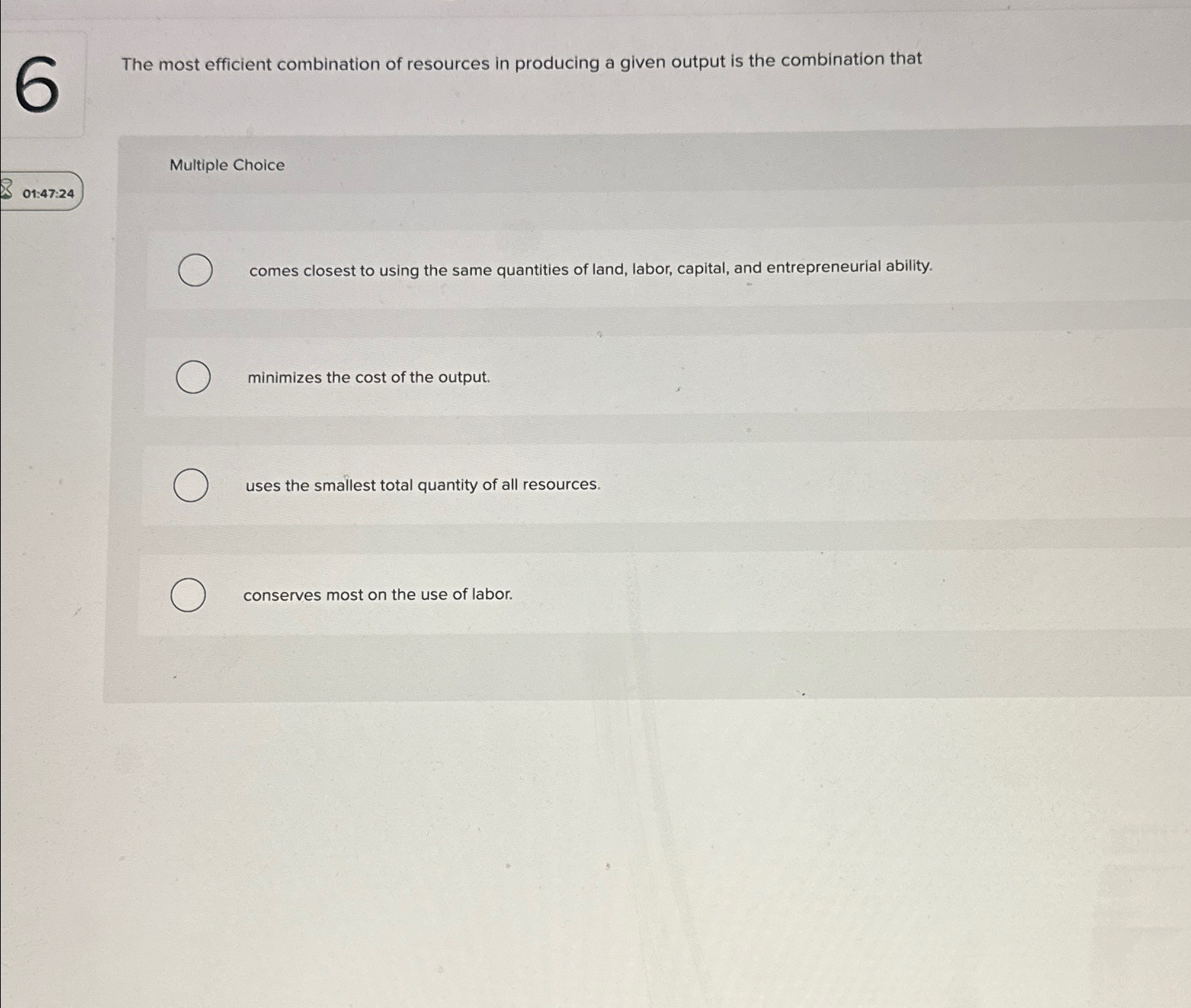 Solved The most efficient combination of resources in | Chegg.com