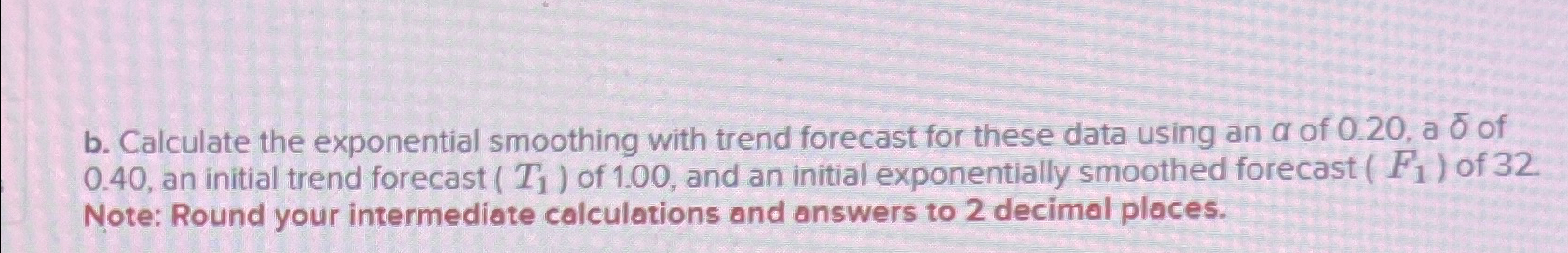 Solved b. ﻿Calculate the exponential smoothing with trend | Chegg.com