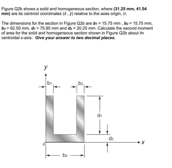 Solved Figure Q2b shows a solid and homogeneous section, | Chegg.com