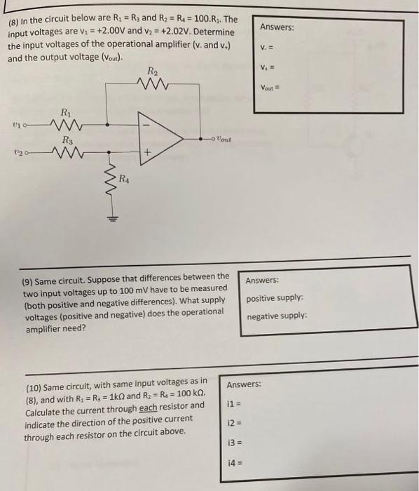 Solved (8) In the circuit below are R1=R3 and R2=R4=100⋅R1. | Chegg.com