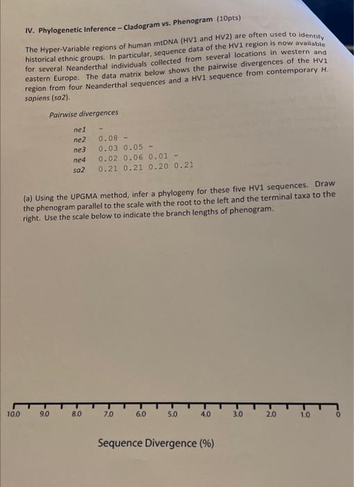 Solved IV. Phylogenetic Inference - Cladogram vs. Phenogram | Chegg.com