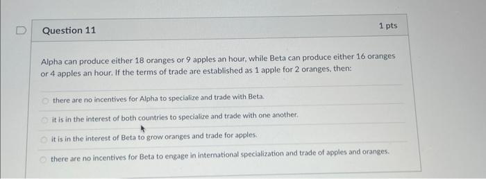 Solved Alpha can produce either 18 oranges or 9 apples an | Chegg.com