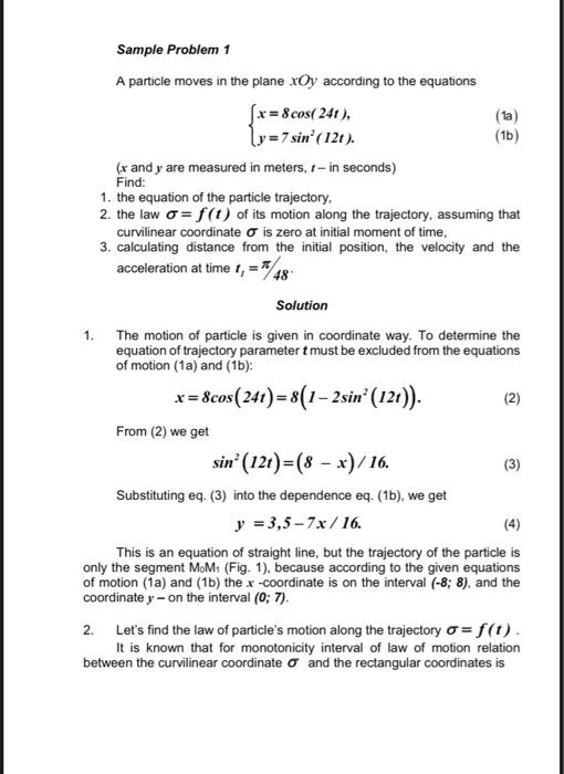 Solved Practice 9. A particle moves in the plane xOy | Chegg.com
