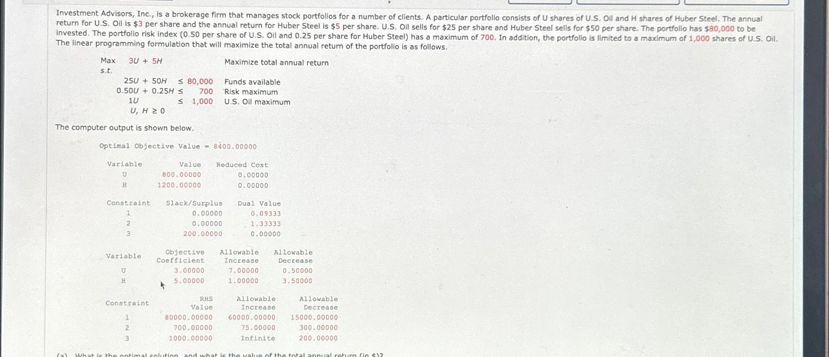 Solved The Linear Programming Formulation That Will Maximize 