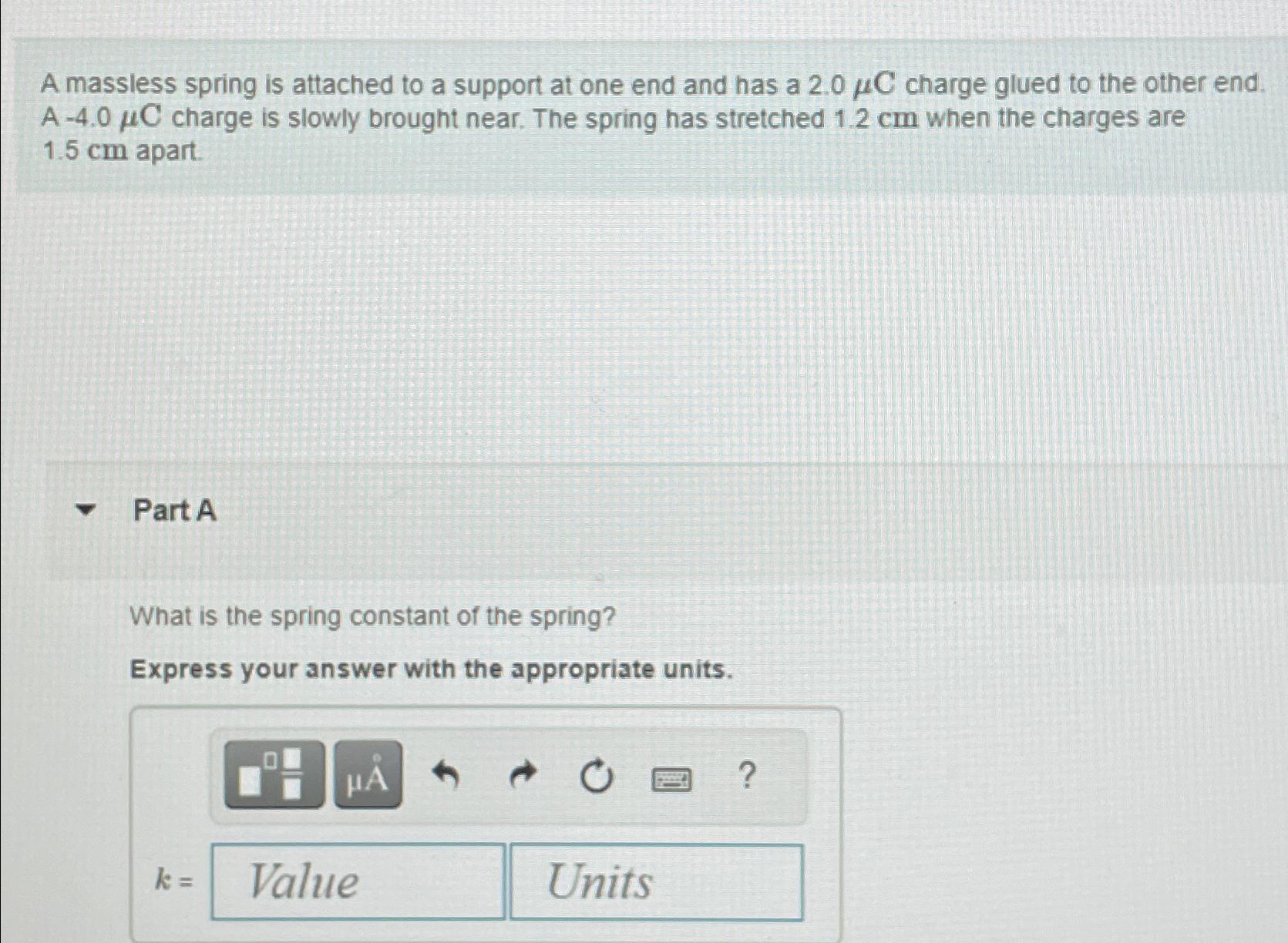 Solved A massless spring is attached to a support at one end | Chegg.com