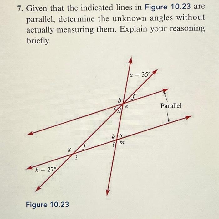 Solved 7. Given that the indicated lines in Figure 10.23 are | Chegg.com