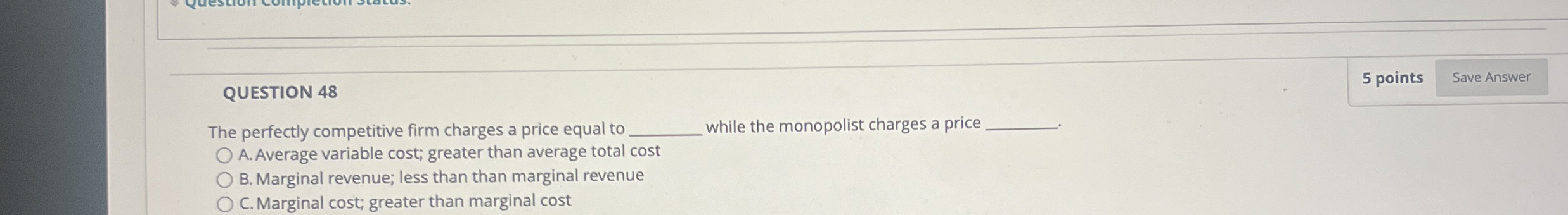 Solved QUESTION 485 ﻿pointsThe perfectly competitive firm | Chegg.com