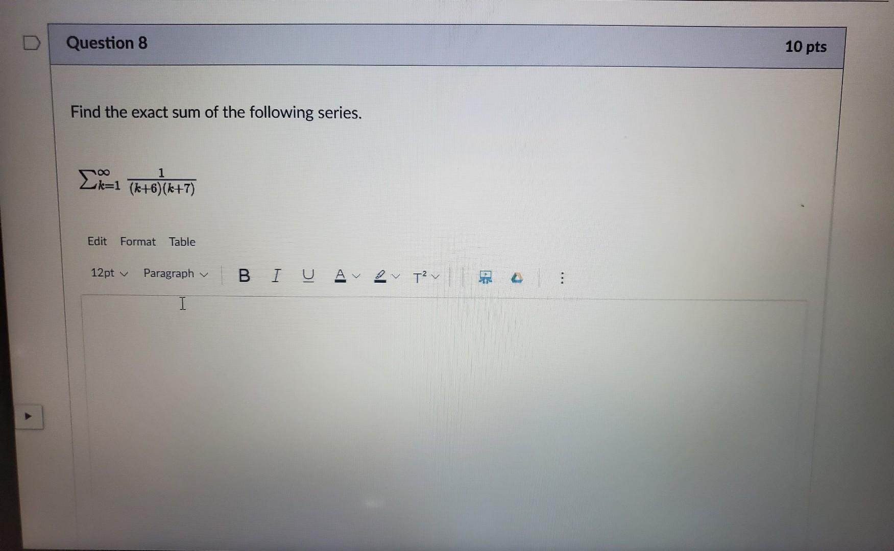 Solved Find the exact sum of the following series. | Chegg.com