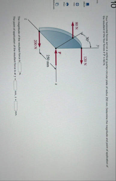Solved 10Four horizontal forces act on a vertical | Chegg.com