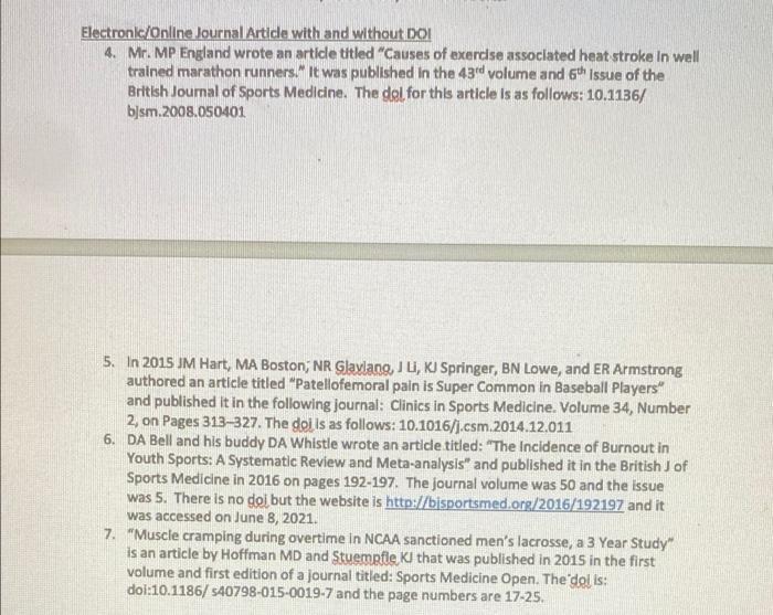 Electronic/Online Journal Article with and without | Chegg.com