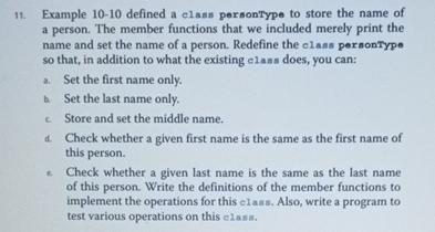 Solved Example 10-10 ﻿defined a class personType to store | Chegg.com