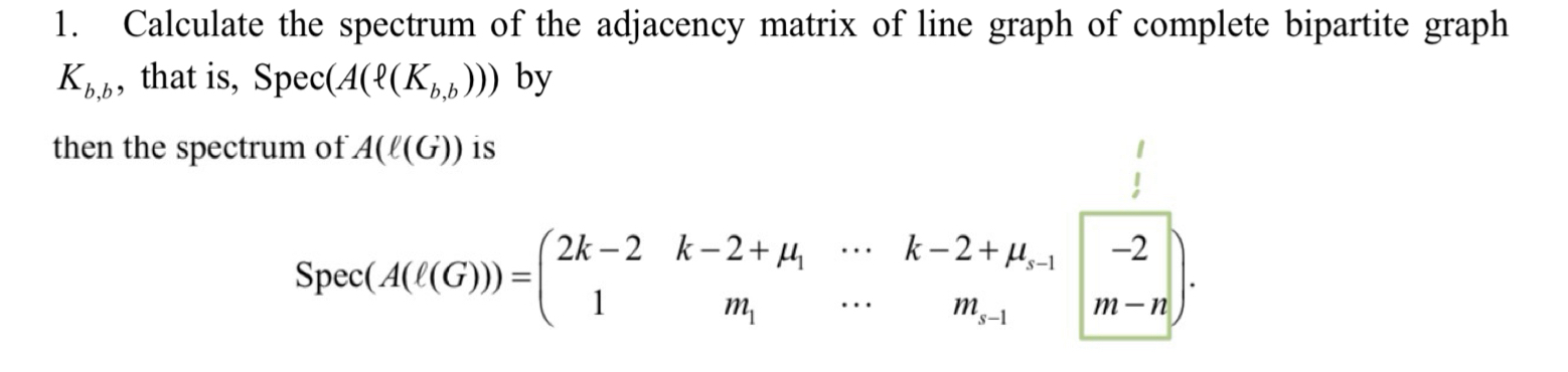 Solved Calculate the spectrum of the adjacency matrix of | Chegg.com