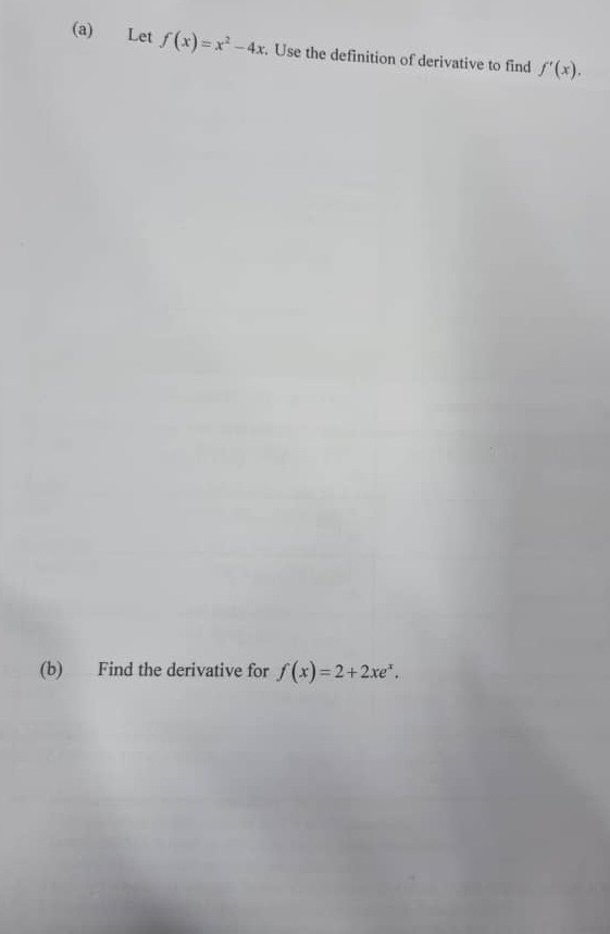 Solved (a) ﻿Let f(x)=x2-4x. ﻿Use the definition of | Chegg.com