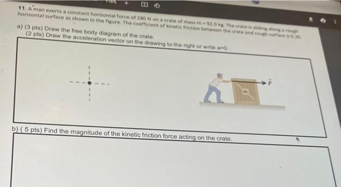 Solved a) (3 pts) Draw the free bocy diagram of the | Chegg.com
