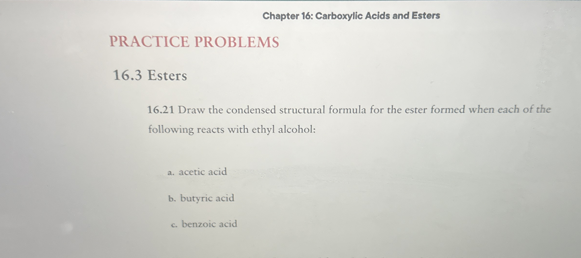 Solved Chapter 16: Carboxylic Acids and EstersPRACTICE | Chegg.com