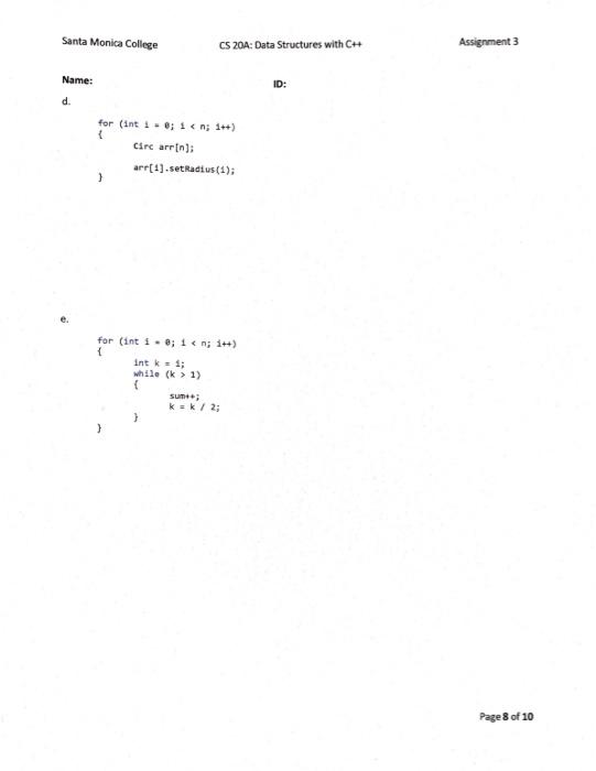 Solved Santa Monica College CS 20A: Data Structures with C++ | Chegg.com