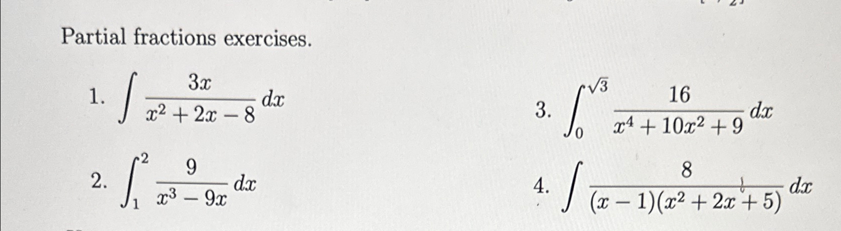 Solved Partial fractions | Chegg.com