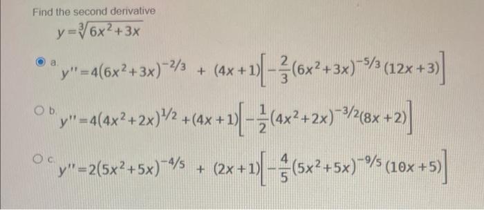 Solved Find the derivative 1 -4 y=x +5 O a y'= -2x-3+4x-5 | Chegg.com