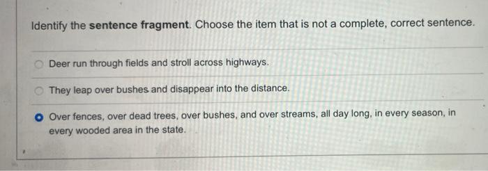 Identify the sentence fragment. Choose the item that | Chegg.com