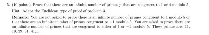Solved 5. (10 points) Prove that there are an infinite | Chegg.com