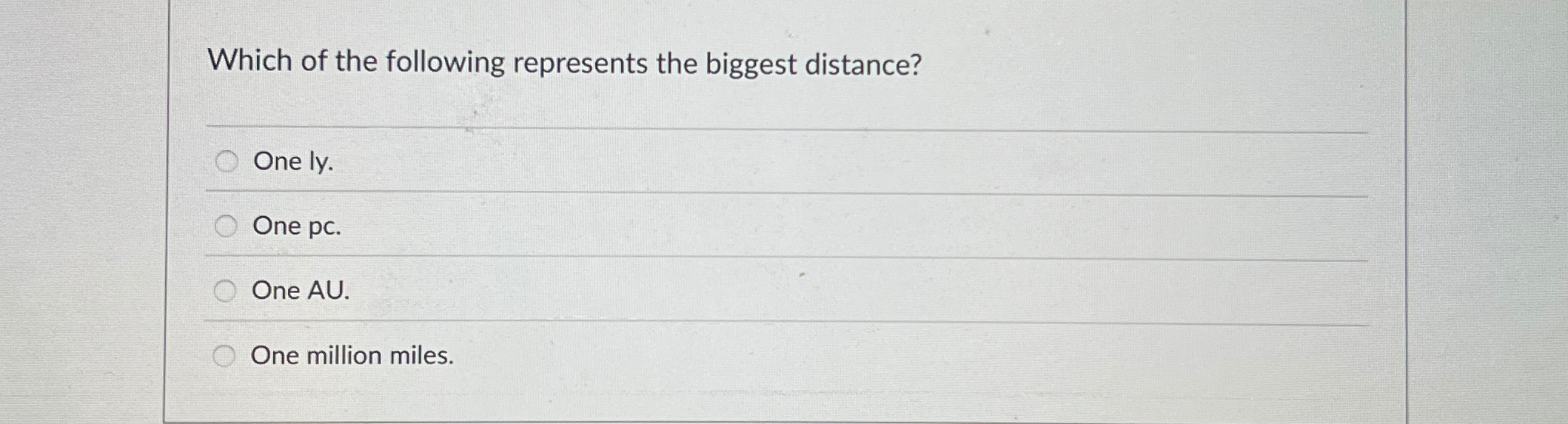 Solved Which of the following represents the biggest | Chegg.com