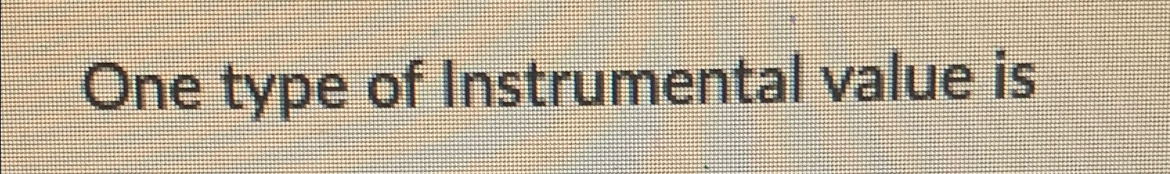 Solved One type of Instrumental value is | Chegg.com