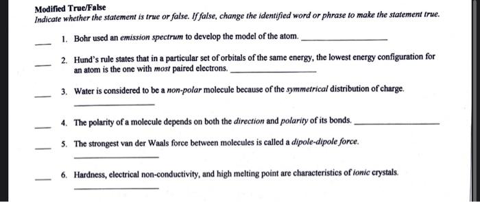 Solved Modified True/False Indicate whether the statement is | Chegg.com
