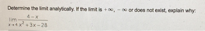Solved Determine the limit analytically. If the limit is | Chegg.com