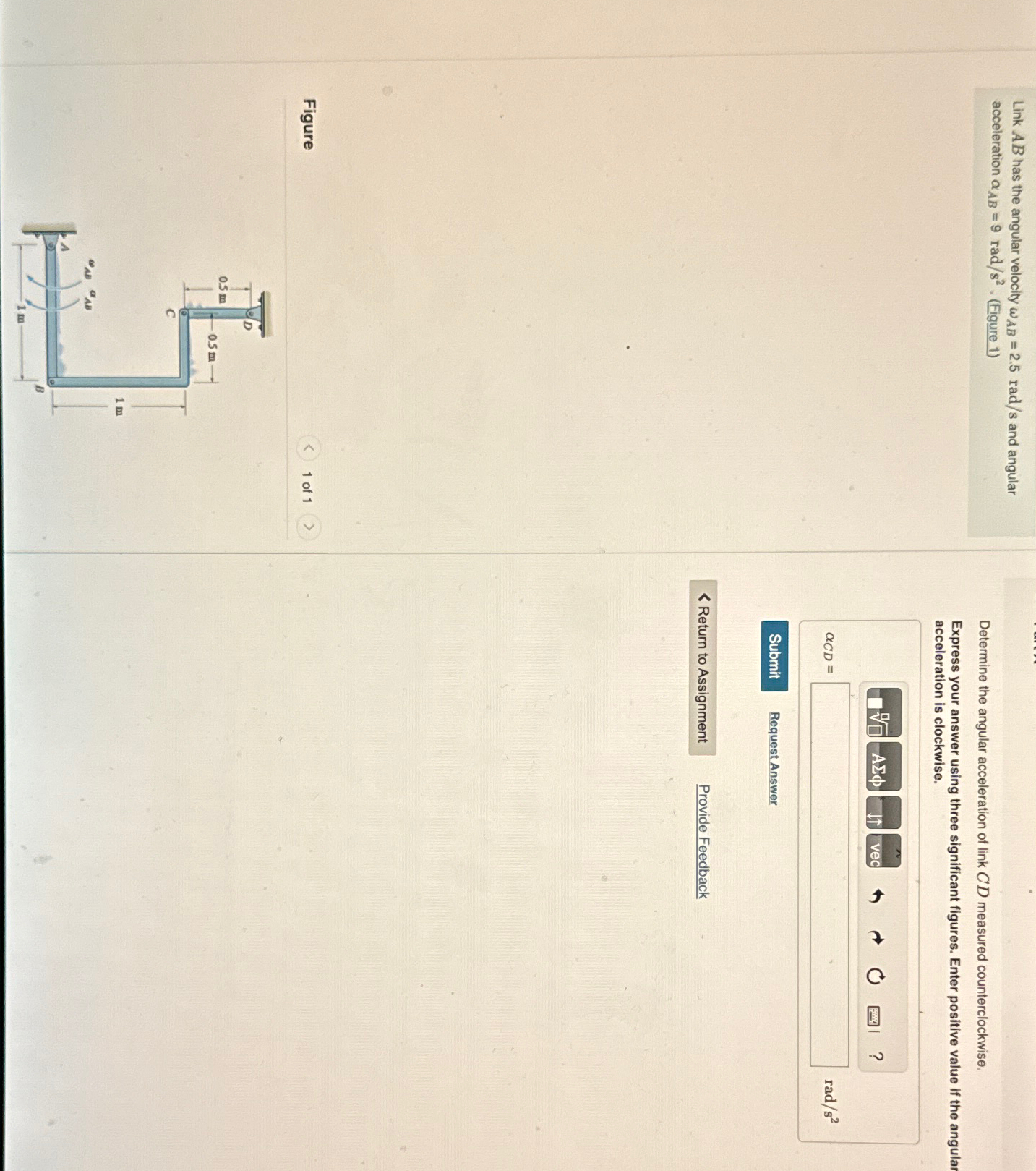 Solved Link AB ﻿has the angular velocity ωAB=2.5rads ﻿and | Chegg.com