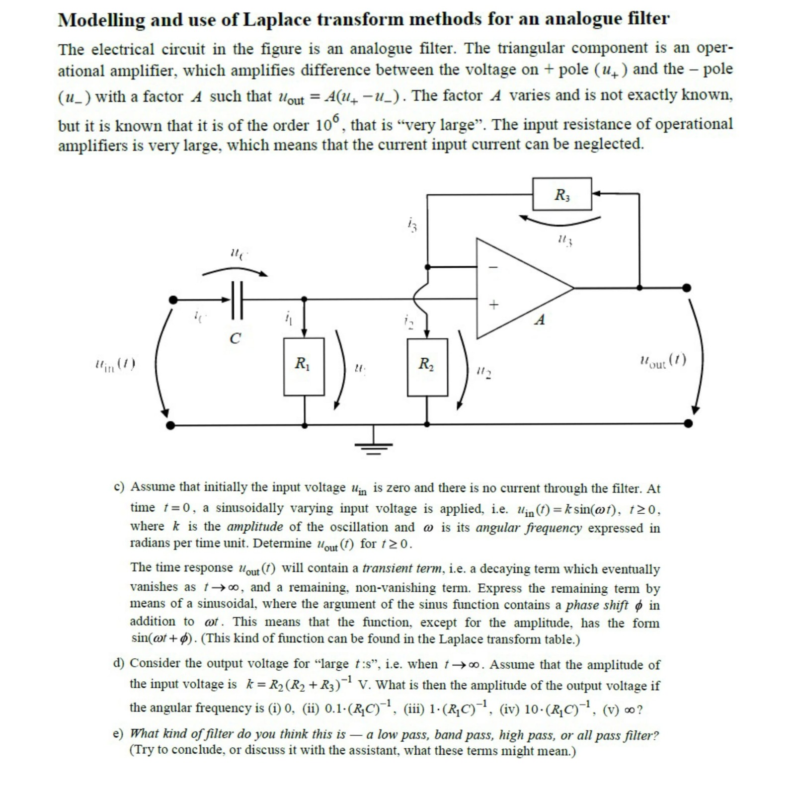 Solved Modelling and use of Laplace transform methods for an | Chegg.com