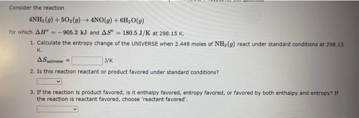 Solved Consider the reaction 4NH3(g)+5O2(g)→4NO(g)+6H2O(g) | Chegg.com