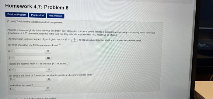 Solved Homework 4 7 Problem 6 Previous Problem Problem List
