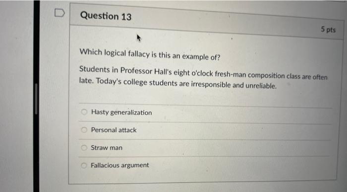 Which logical fallacy is this an example of? Students | Chegg.com