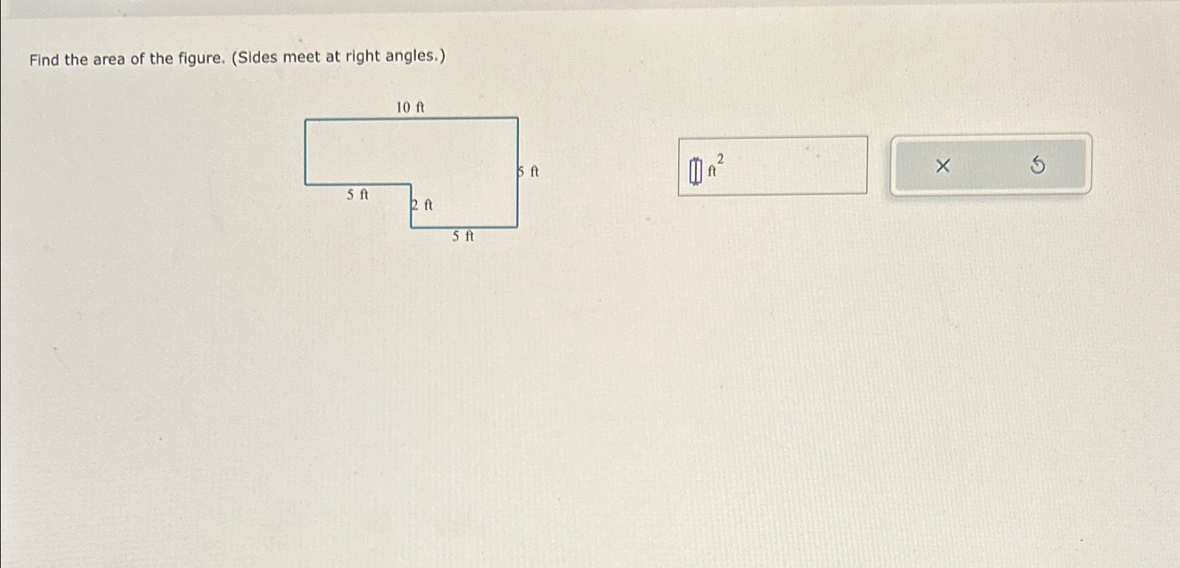 Solved Find the area of the figure. (Sides meet at right | Chegg.com