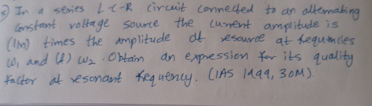 Solved In a series L-C-R ﻿circuit connected to an | Chegg.com