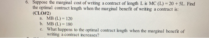 Solved 6. Suppose the marginal cost of writing a contract of | Chegg.com