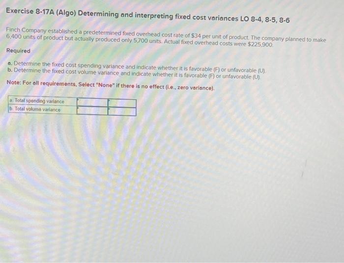 Solved Exercise 8-17A (Algo) Determining and interpreting | Chegg.com