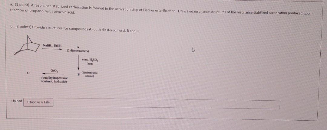 Solved a. (1 point) A resonance stabilized carbocation is | Chegg.com