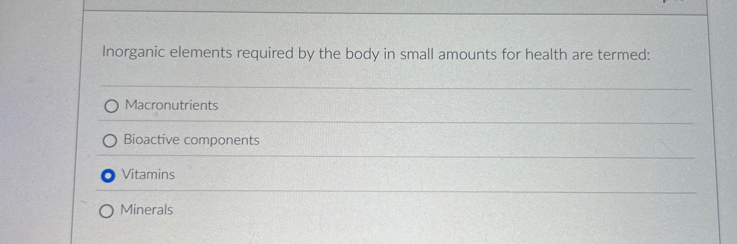Solved Inorganic elements required by the body in small | Chegg.com