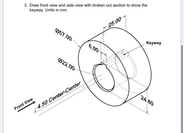 Solved 1. Draw top view and front view with a revolved | Chegg.com